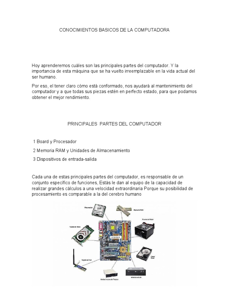 Conocimientos Basicos de La Computadora | PDF | Almacenamiento de datos de la computadora ...
