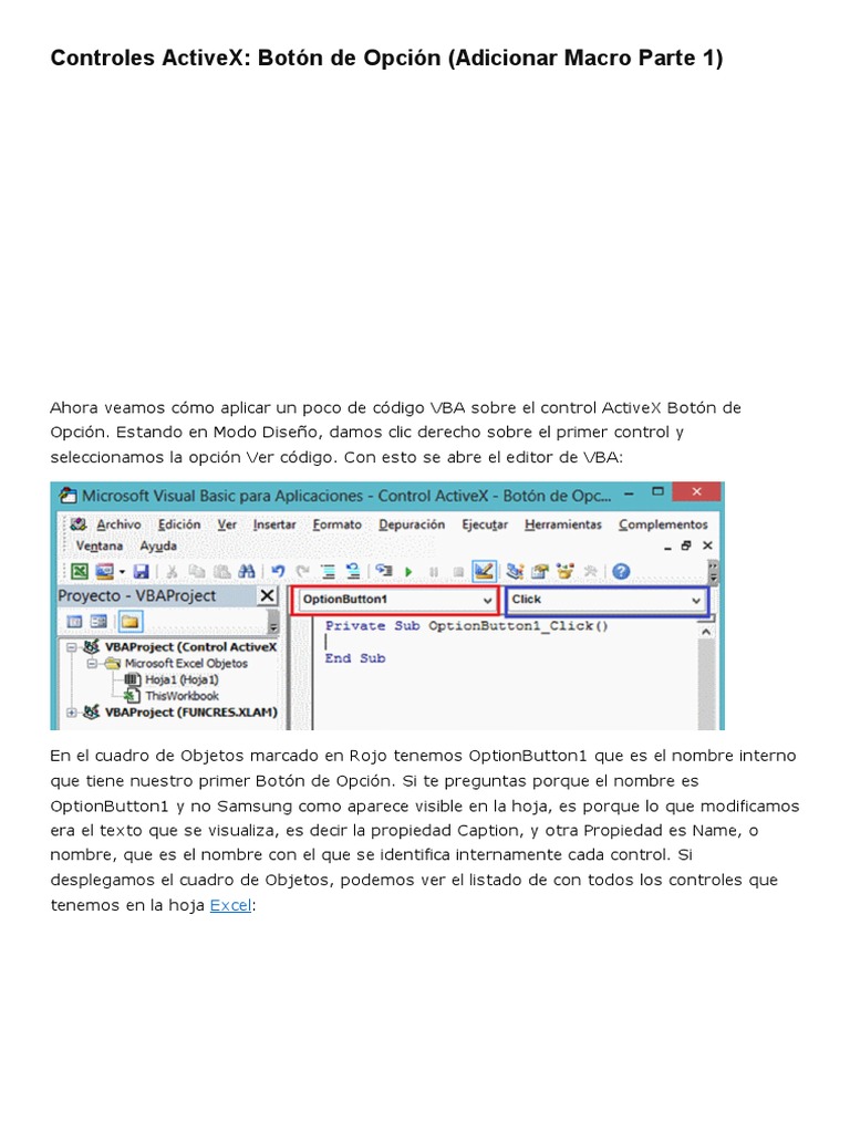 Excel - Controles Activex Macro I | PDF | Macro (informática ...