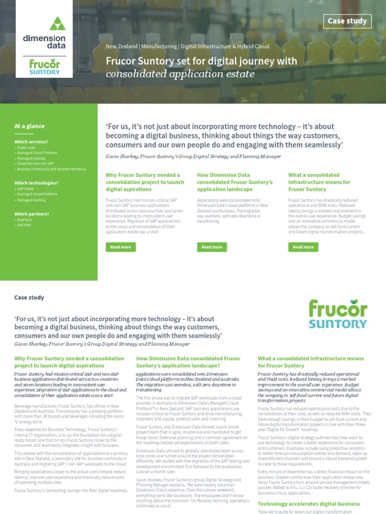 Frucor Suntory Case Study | PDF | Cloud Computing | Information Technology