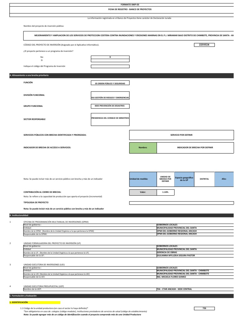 Formato 7a - Ficha Técnica General Simplificada - Cueva y Paredes | PDF | Asociación público ...