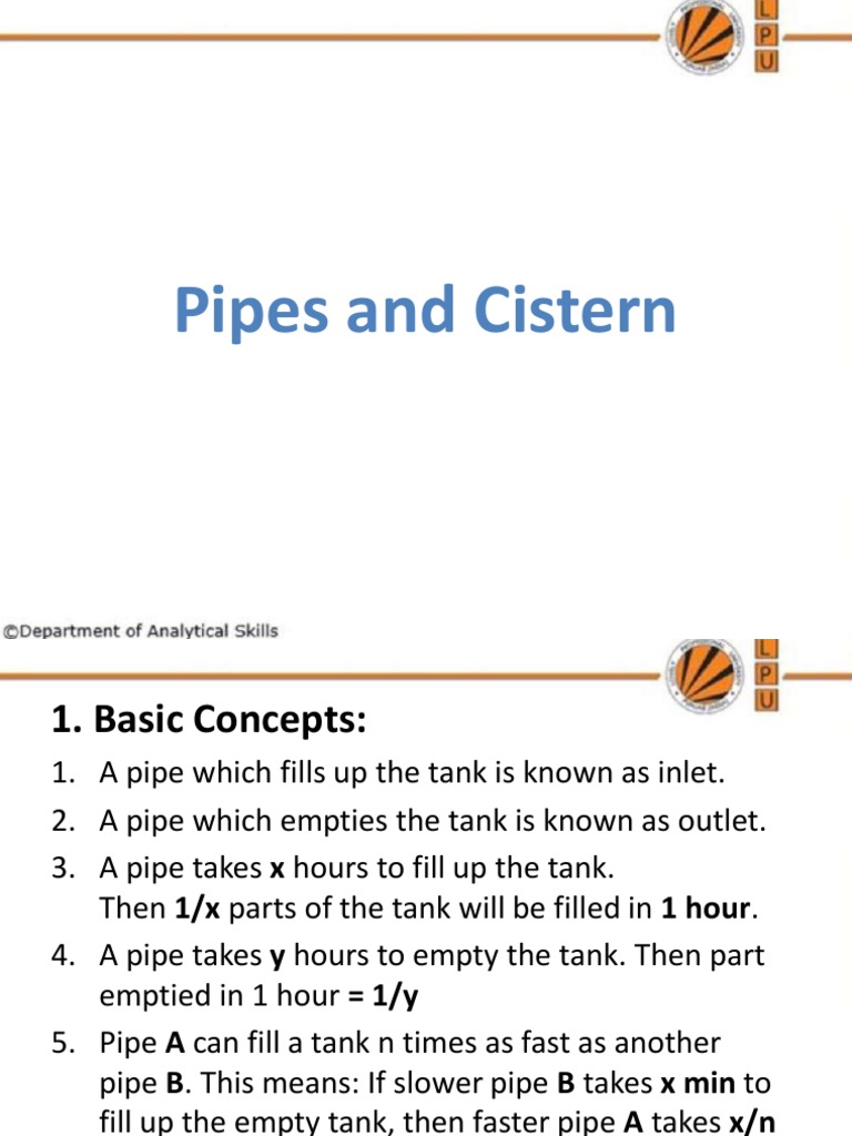 Pipes and Cisterns: Formulas and Tricks | PDF | Water | Nature