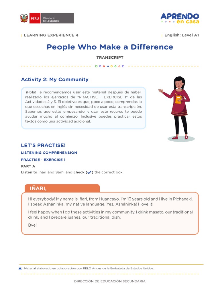 People Who Make A Difference: Activity 2: My Community | PDF | Andes ...