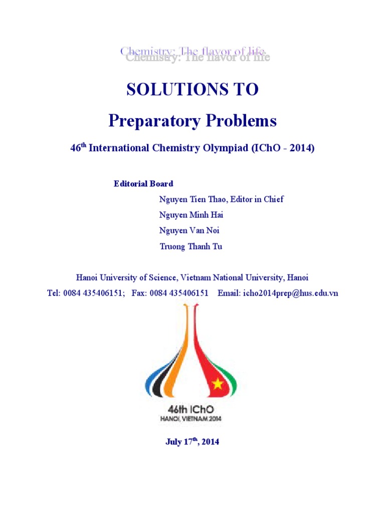 Solutions To Preparatory Problems: 46 International Chemistry Olympiad ...