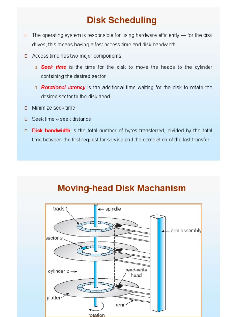 Slides Ch4 Disk Scheduling | PDF | Scheduling (Computing) | Disk Storage