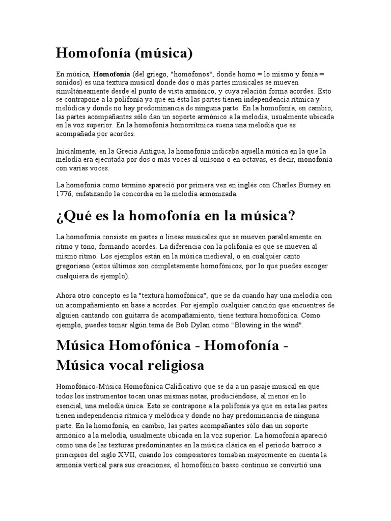 Homofonía | PDF | Música clásica | Teoría musical