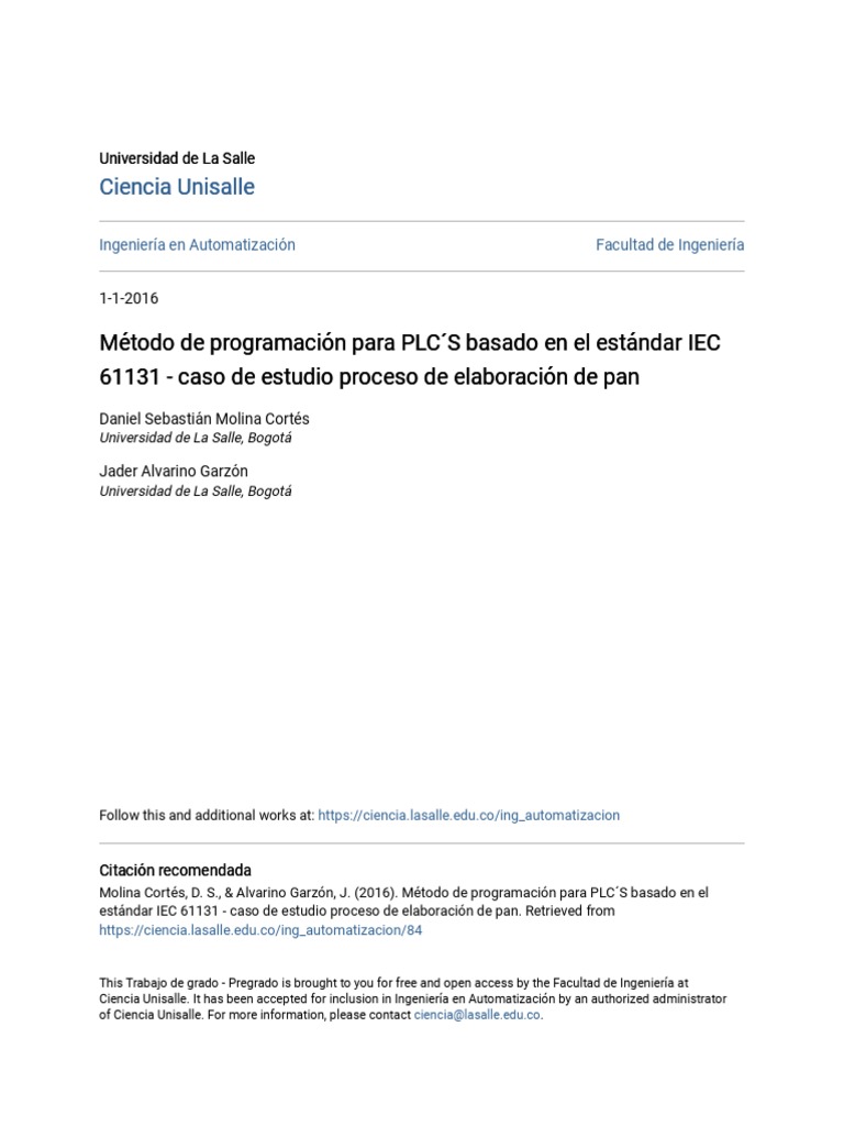 Método de programación para PLC´S basado en el estándar IEC 61131 | PDF | Panes | Lenguaje de ...