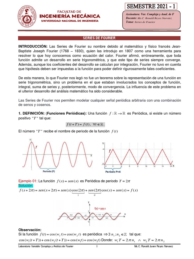 Guía 11 Series de Fourier | PDF | Series de Fourier | Conceptos matemáticos