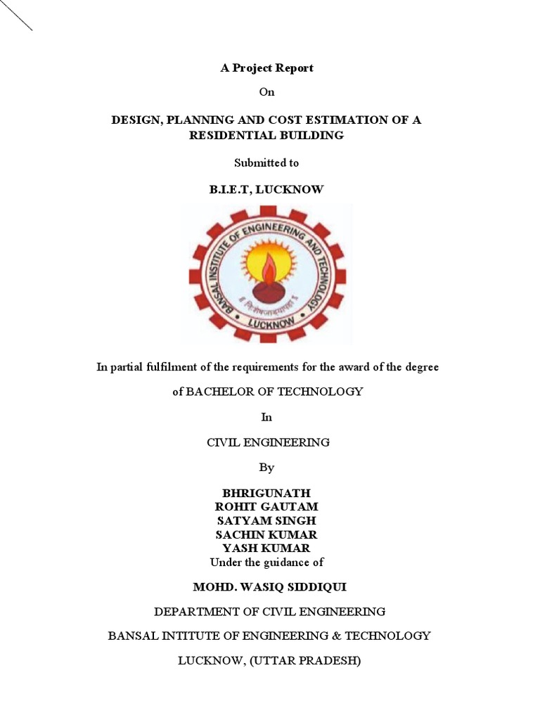 Design, Planning and Cost Estimation of A Residential Building | PDF ...