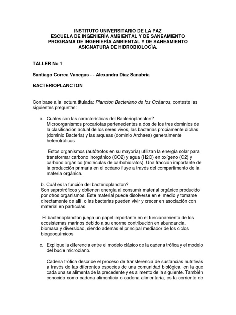 Taller Bacterioplancton 23-03 | PDF | Archaea | Las bacterias