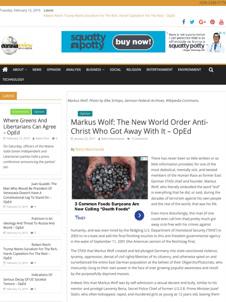 Markus Wolf: The New World Order Anti-Christ Who Got Away With It ...