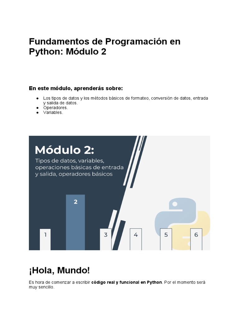 Fundamentos de Programación en Python - Módulo 2 | PDF | Python (lenguaje de programación ...