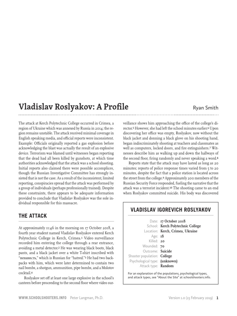 A Profile of Vladislav Roslyakov: The 18-Year-Old Shooter Responsible ...