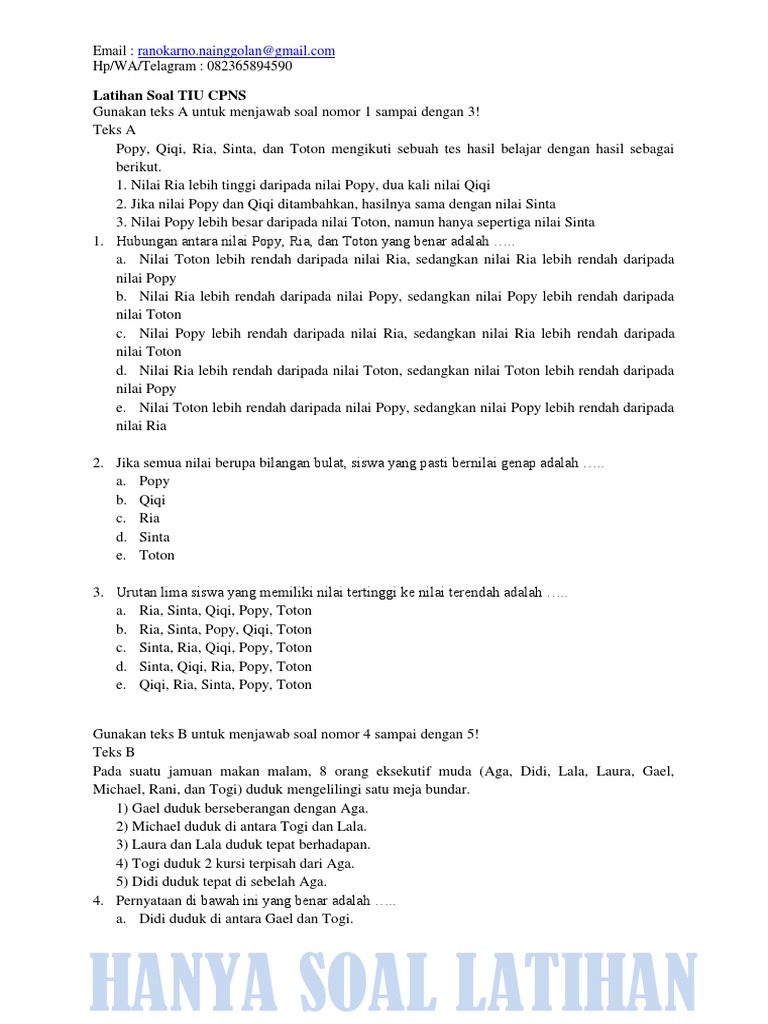 Latihan Soal CPNS TIU | PDF