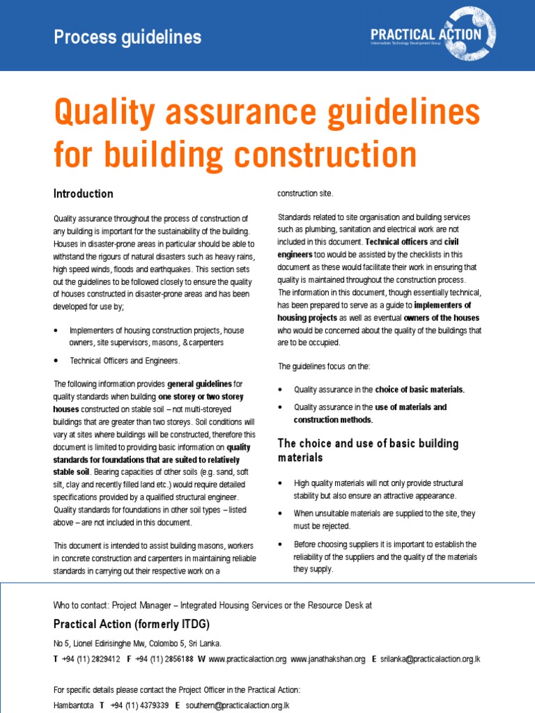 Quality Assurance Guidelines For Building Construction | PDF | Concrete ...