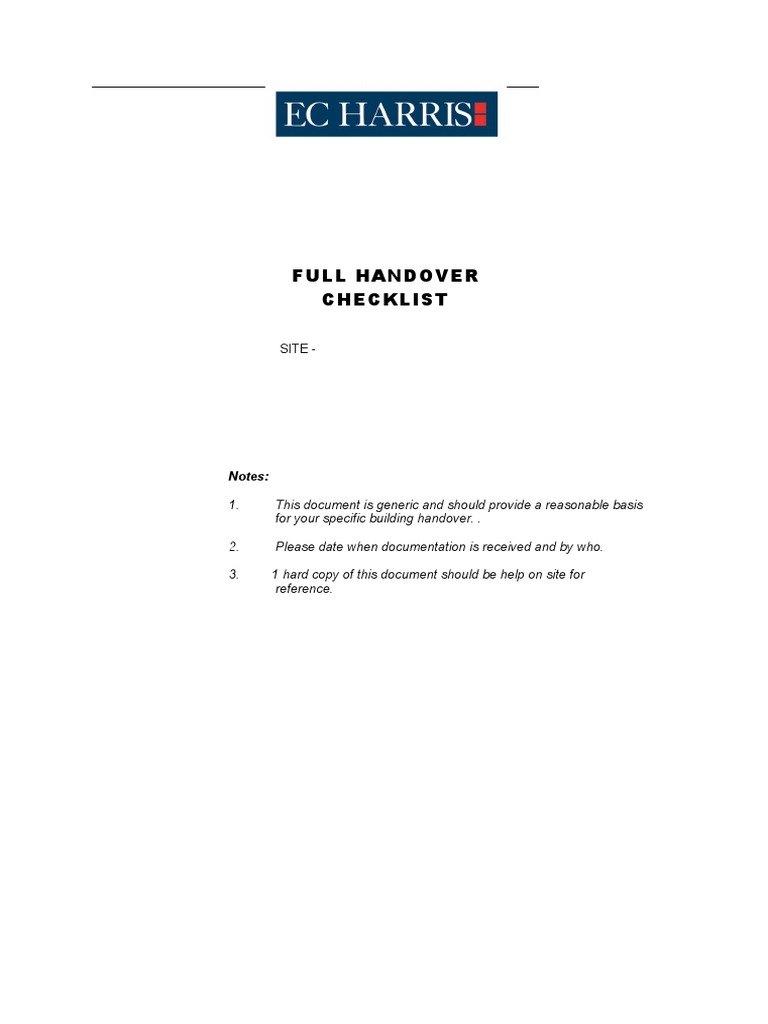 Building Handover Master Checklist | PDF | Fires | Occupational Safety ...