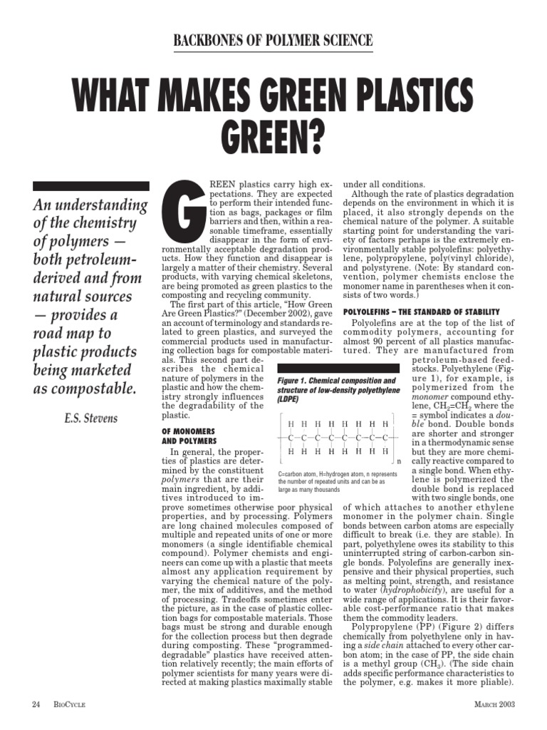 BioCycle Green Plastics | PDF | Polymers | Biodegradation