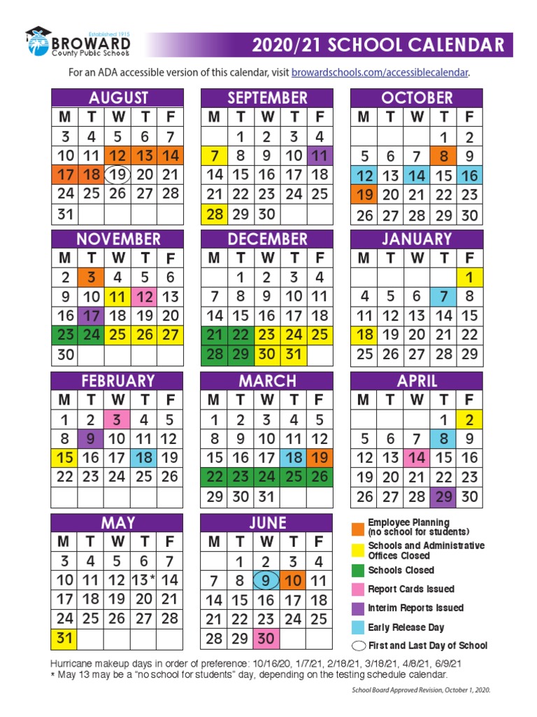 Broward County 2020-21 School Calendar | PDF | Business