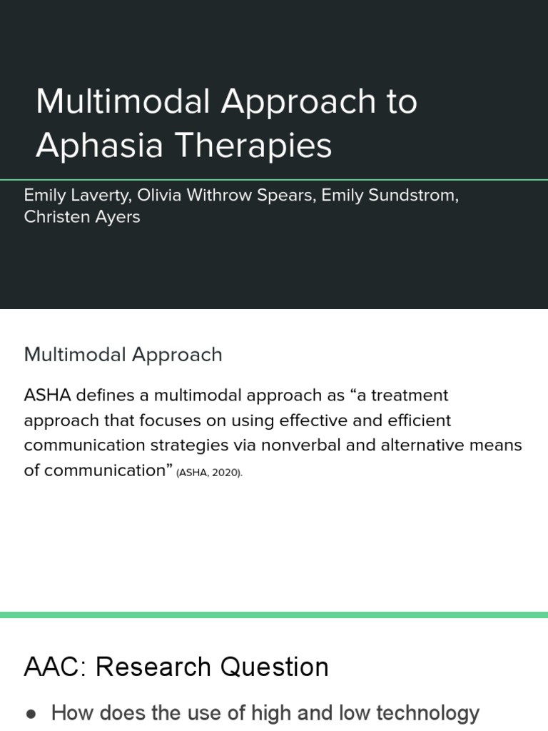 Multimodal Aphasia Therapy Approaches | PDF | Aphasia | Gesture