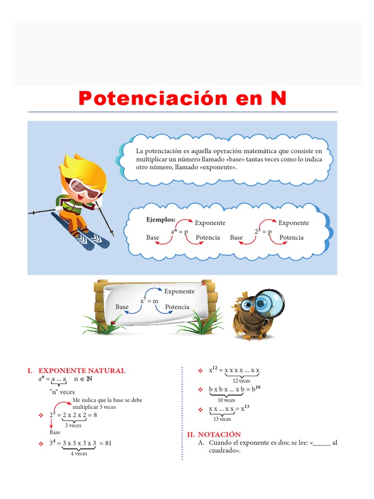Tarea Potenciacion en Los Numeros Naturales | PDF | Exponenciación | Números