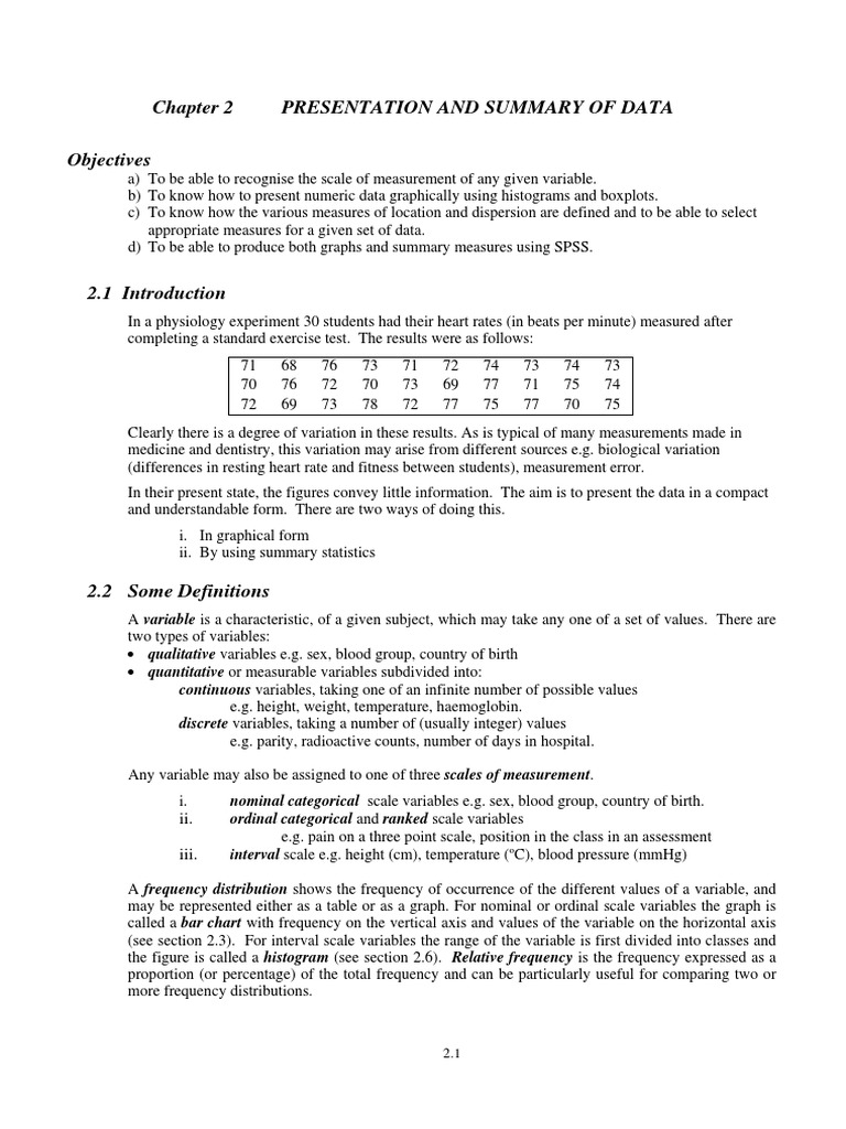 Presentation and Summary of Data | PDF | Quartile | Mean