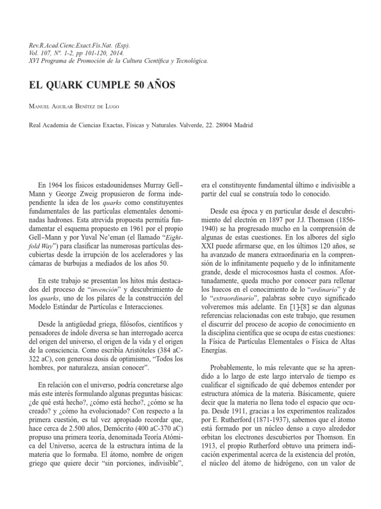 Murray Gell Mann | PDF | Cuarc | Átomos