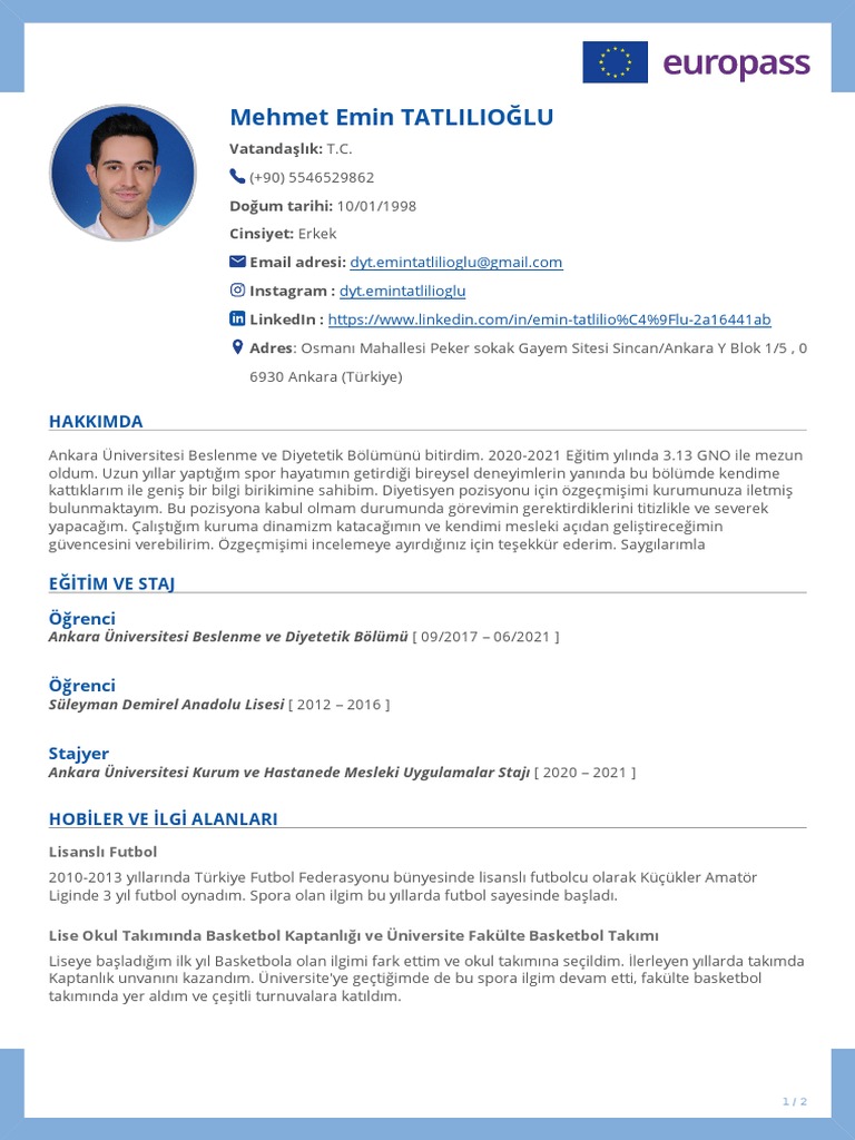 Emin Tatlılıoğlu CV | PDF