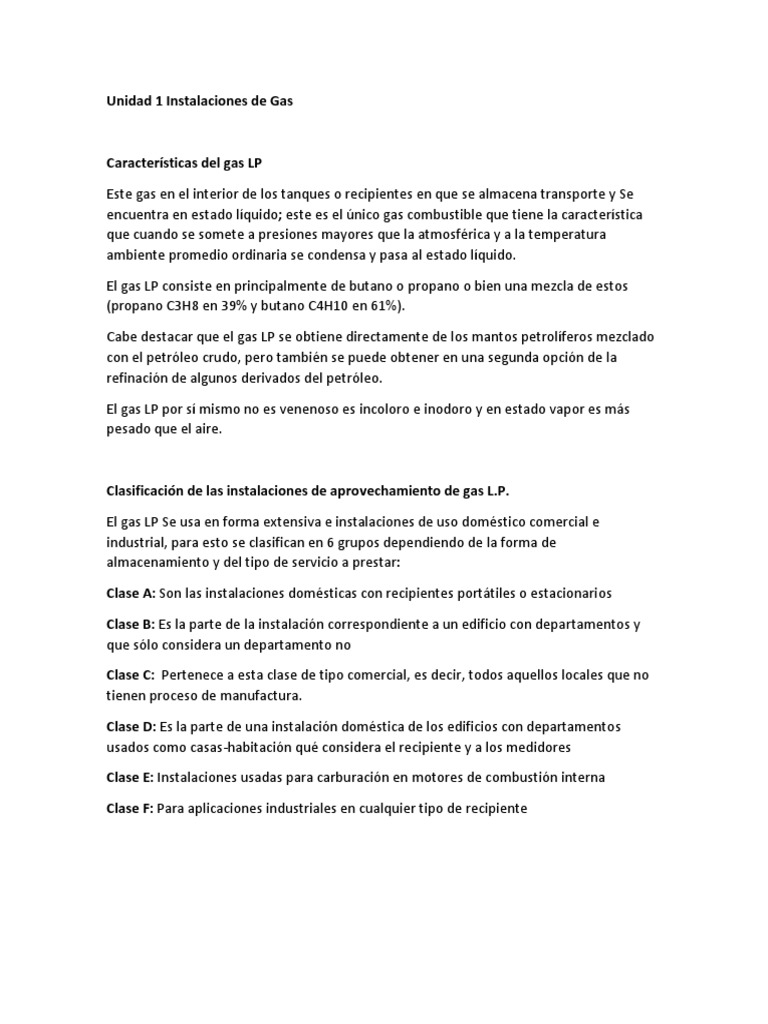Características y Clasificación del Gas LP | PDF | Gas de petróleo ...