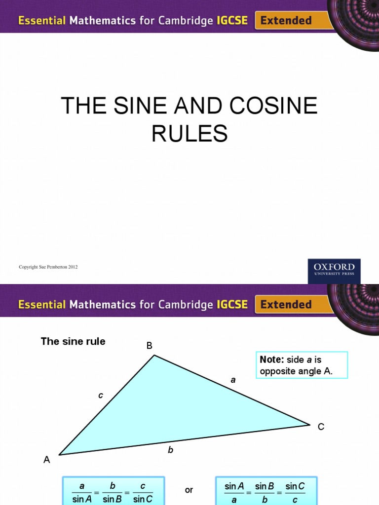 The Sine and Cosine Rules | PDF | Sine | Trigonometric Functions