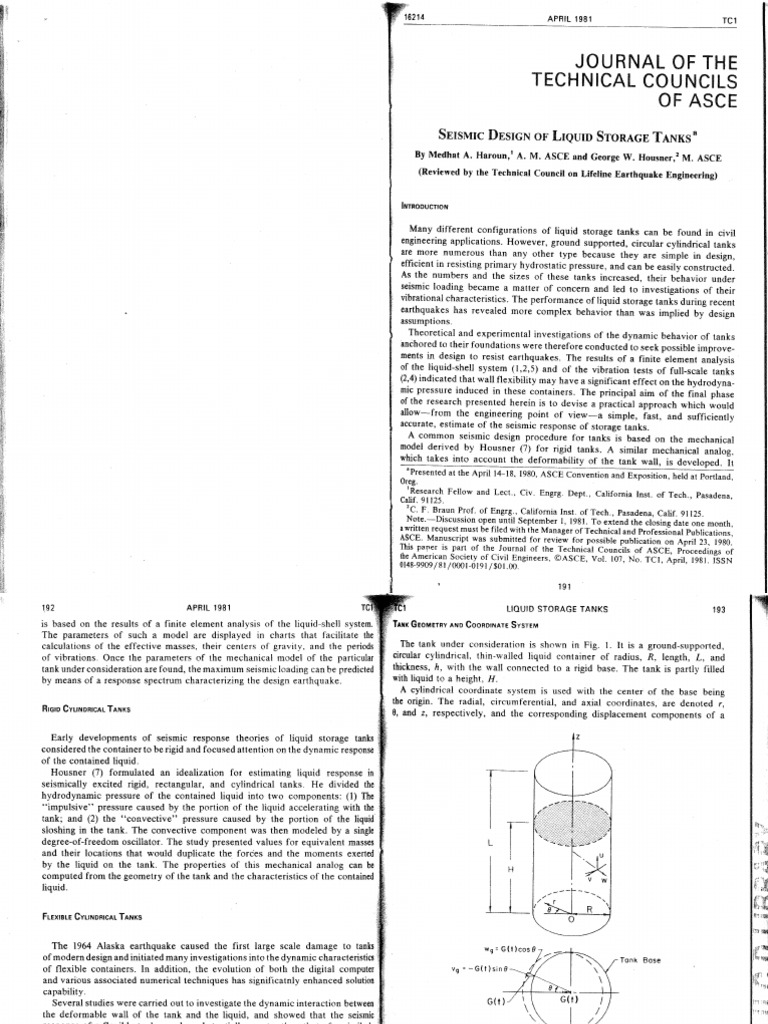 Seismic Design of Liquid Storage Tanks | PDF
