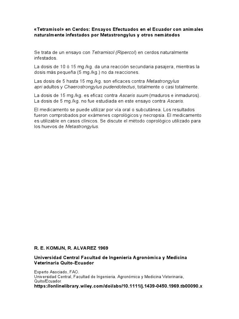 Tetramisol ARTICULO FARMACO | PDF | Relaciones personales, crianza y ...