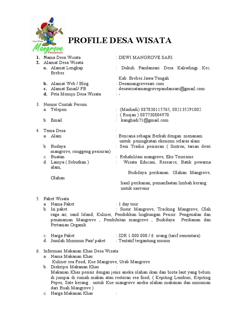 Profil Desa Wisata Mangrove Pandansari | PDF