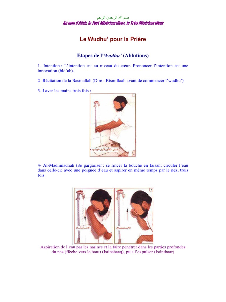 Étapes des Ablutions en Islam | PDF | Coran | Islam