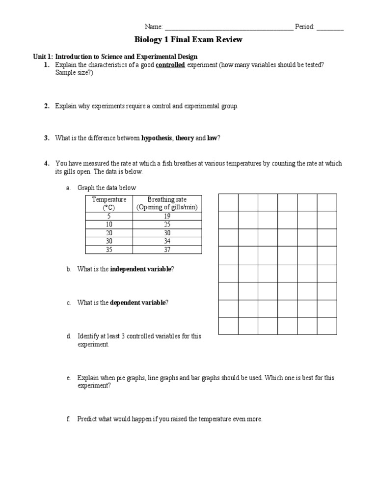 Biology 1 Final Exam Review Guide | PDF | Mitosis | Enzyme