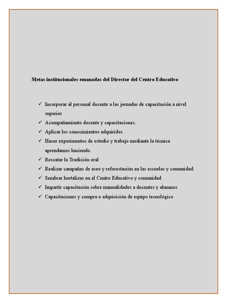 Metas Institucionales | PDF
