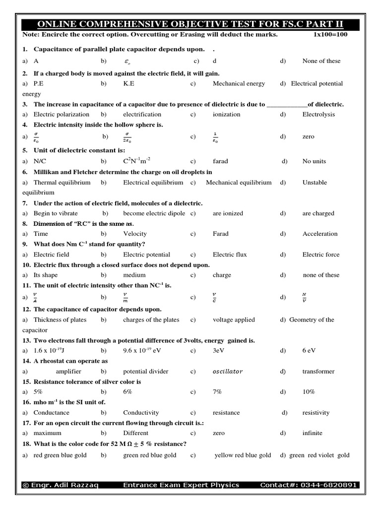 Full Book MCQ 2ND Year With Answer Key | PDF | Electronvolt | Electromagnetic Induction