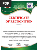 Certificate For Guest Speaker | PDF | Administrative Law | Philippines