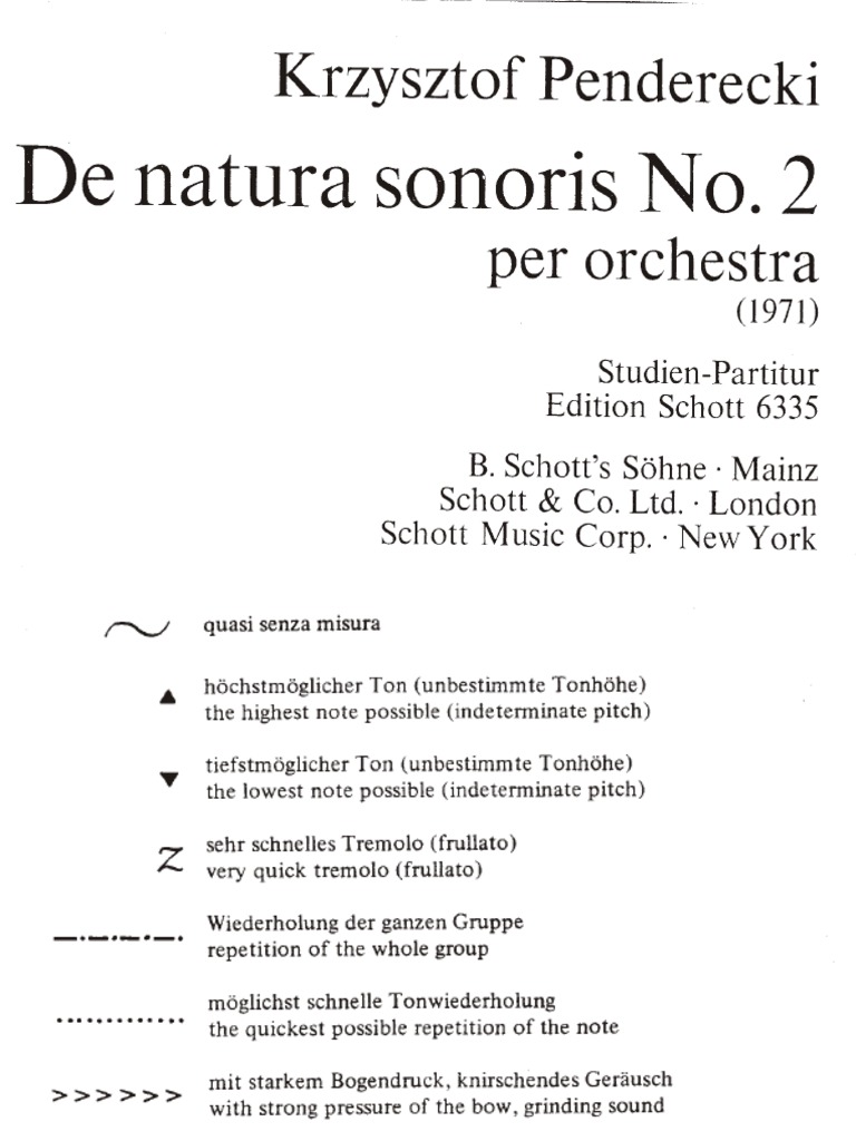 Penderecki - de Natura Sonoris No. 2 (1971) | PDF