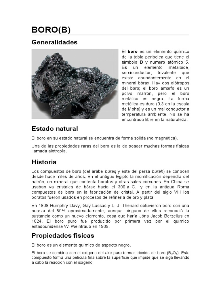 BORO | PDF | Boro | Roca (geología)