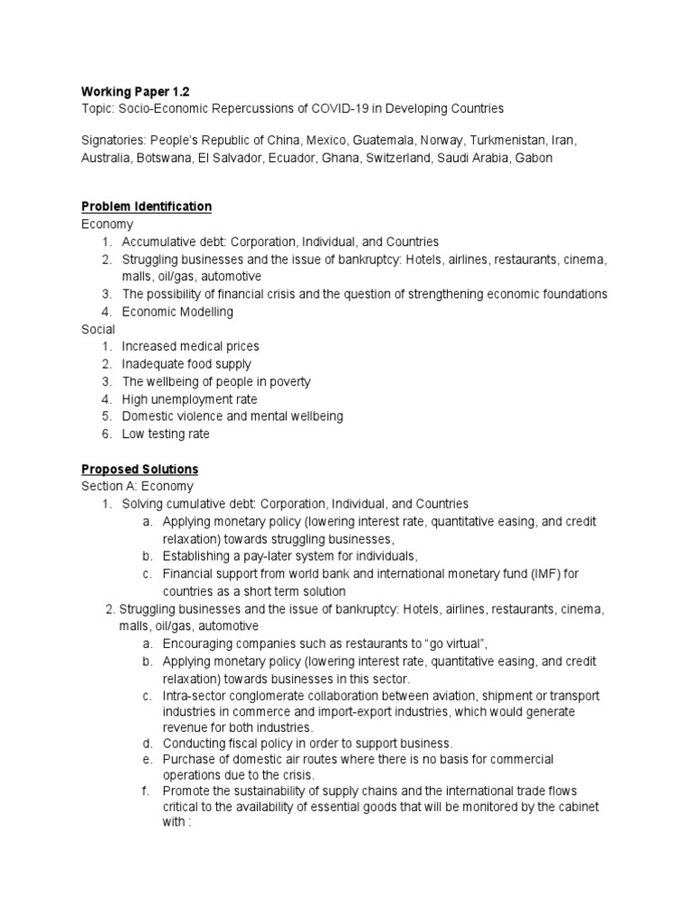 WP 1.1 Ecosoc Odmun | PDF | Aids | Food Security