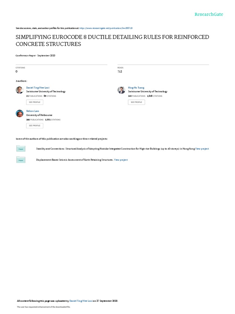 Simplifying Eurocode 8 Ductile Detailing Rules For Reinforced Concrete ...