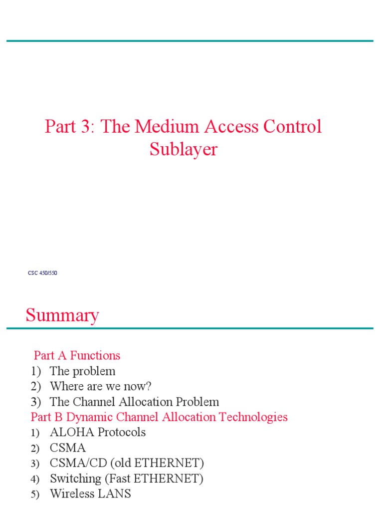 Part 3: The Medium Access Control Sublayer | PDF | Ethernet | Computer Network