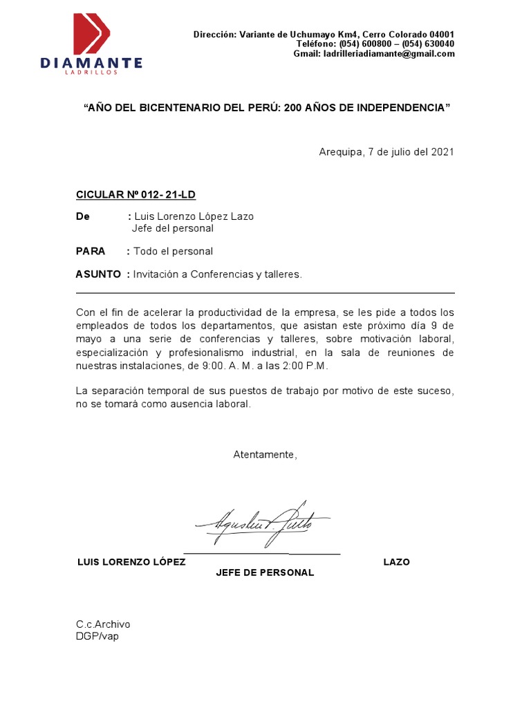 Circular - Veronica Apaza - Ejemplo 2021 | PDF