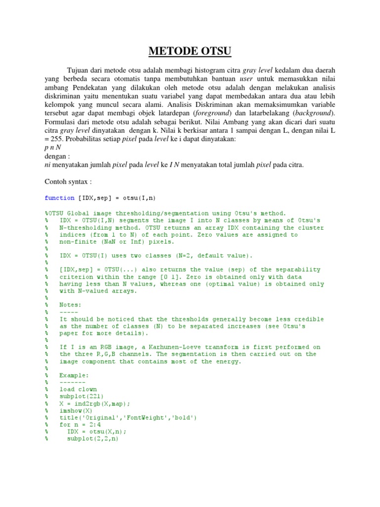 Metode Otsu | PDF | Pemodelan Ilmiah | Pemrosesan Gambar