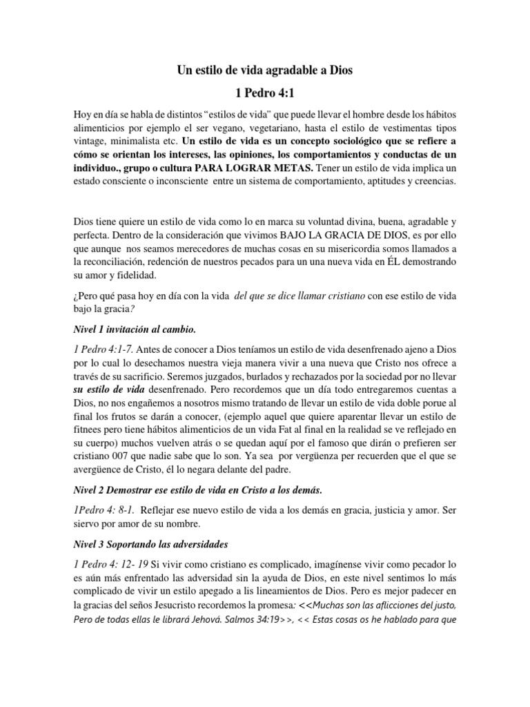 Estilo de Vida Agradable a Dios | PDF | Estilo de vida (sociología ...