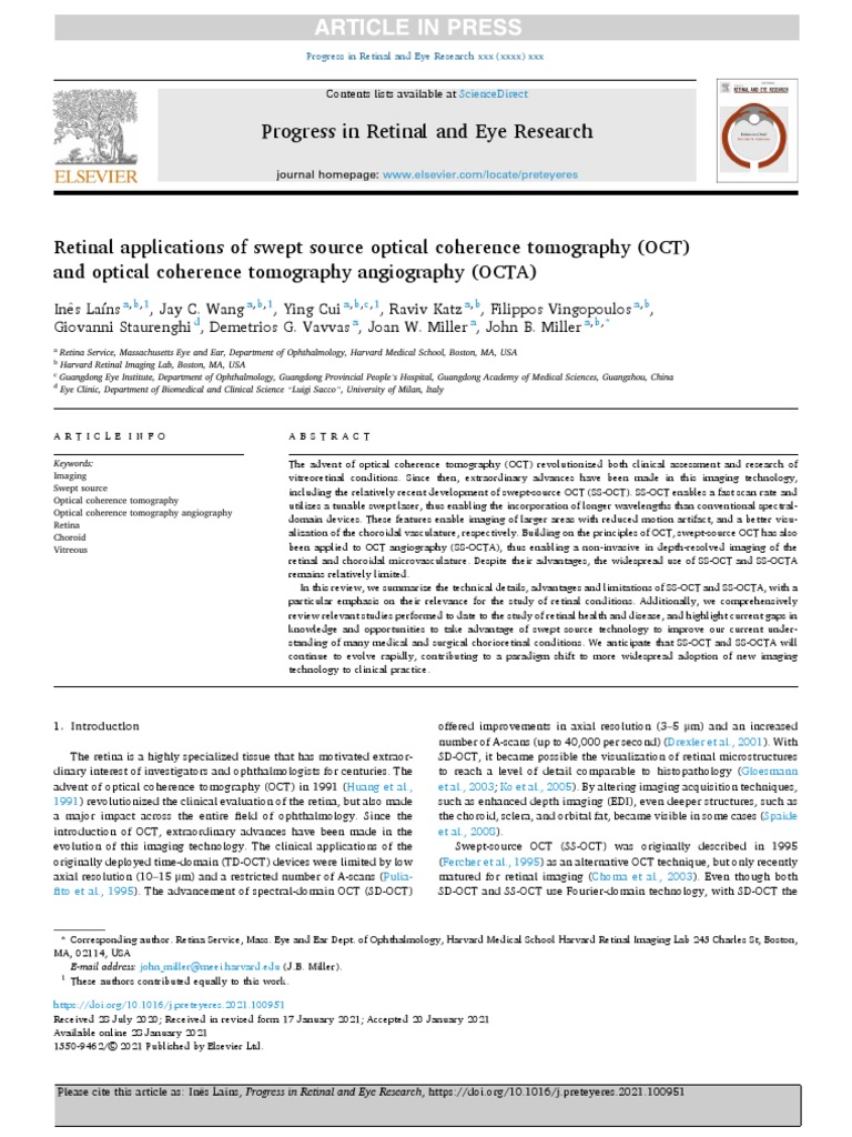 Retinal Applications of Swept Source Optical Coherence Tomography (OCT ...