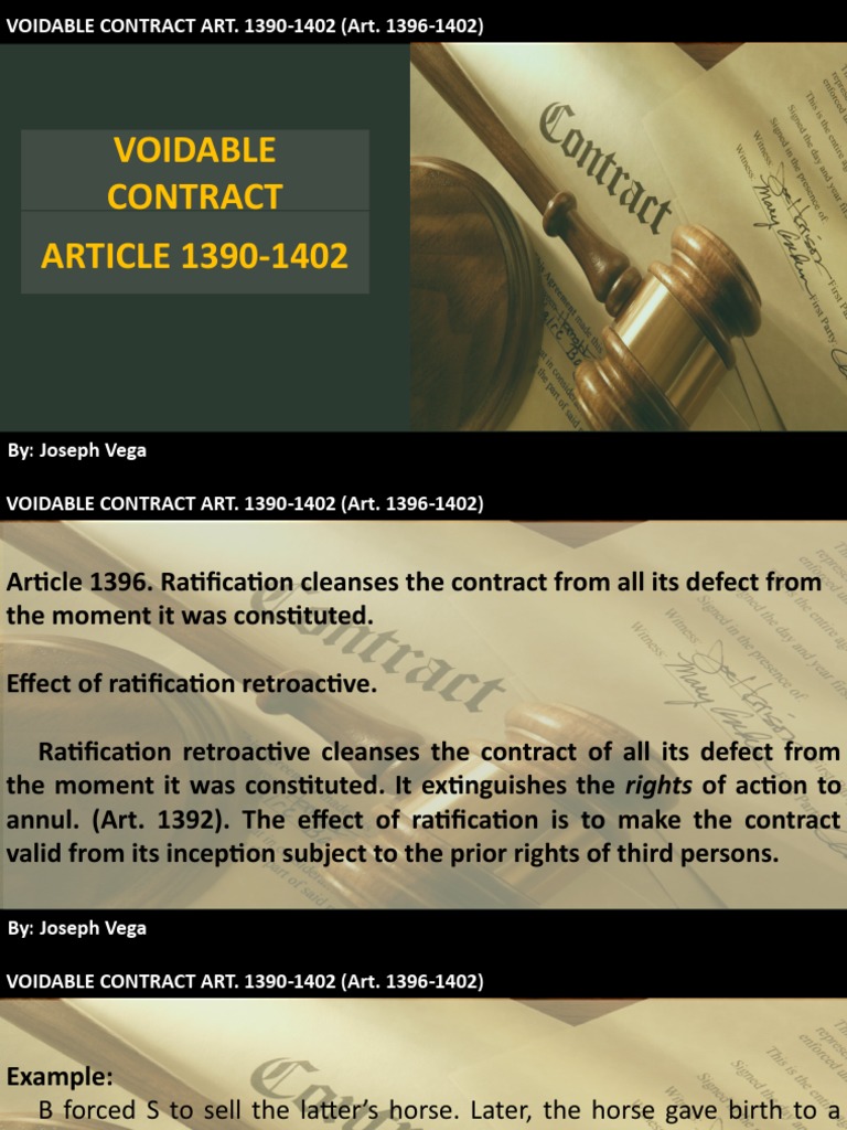 Voidable Contract ARTICLE 1390-1402 | PDF | Annulment | Ratification