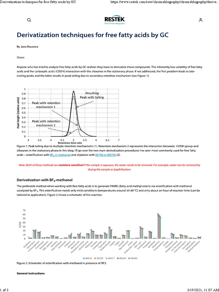 Derivatization Techniques For Free Fatty Acids by GC | PDF | Science ...