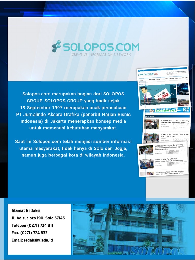 Tarif Iklan Solopos dan Kontak Redaksi | PDF | Bisnis | Griya & Taman