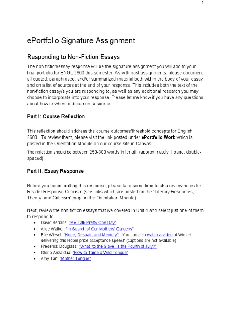 Eportfolio Signature Assignment | Download Free PDF | Apa Style | Citation