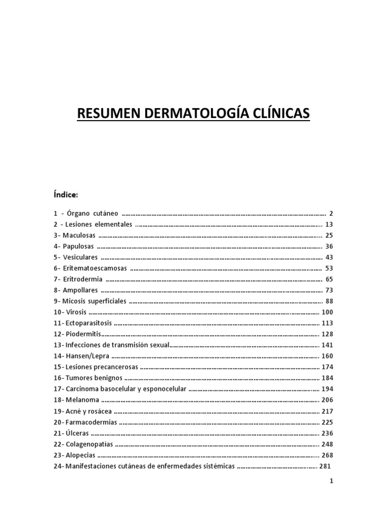 Resumen Dermatología Clínicas | PDF | Pelo | Piel